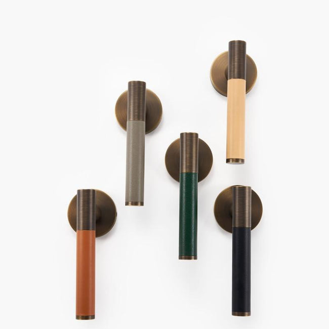 Italian Style Brass Leather/Wood Door Lock Set | Level Decor